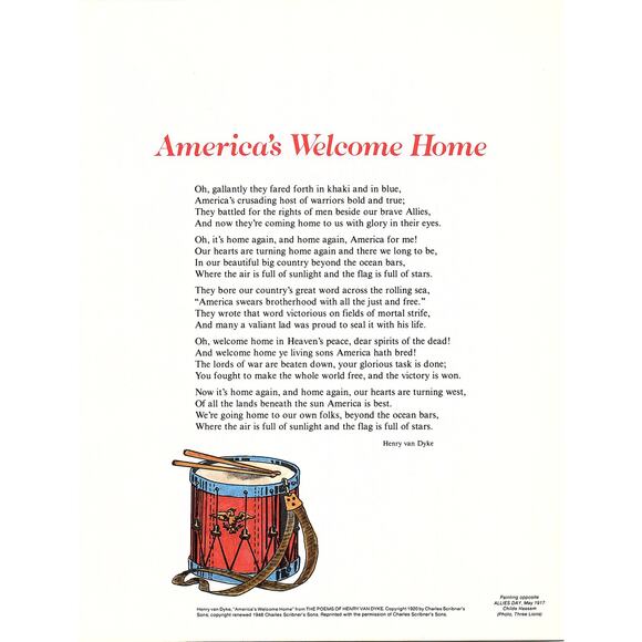 None | Other | Americas Welcome Home Henry Van Dyke 98s Poem Retro ...